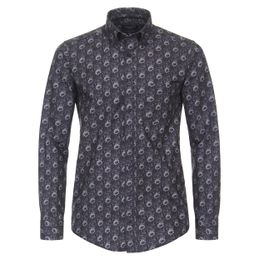 Flanellhemd Casamoda "Casamoda Flanellhemd Print", Herren, Gr. M, Normalgr&ouml;&szlig;en, blau (gr&uuml;nblau), 100% Baumwolle, bedruckt, l&auml;ssig geschnitten, Hemden