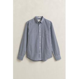 Langarmhemd Gant "REG POPLIN STRIPE SHIRT", Herren, Gr. XL, N-Gr, persian blau, Web, Obermaterial: 100% Baumwolle, regular fit, Hemden