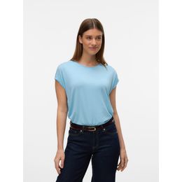 V&eacute;ro Moda Rundhalsshirt VERO MODA "VMAVA PLAIN SS TOP GAJRS NOOS", Damen, Gr. M, blau (airy blau), Jersey, Obermaterial: 95% Lyocell, 5% Elasthan, unifarben, regular fit normal, Rundhals, Shirts Rundhalsshirt, Materialmix, regular fit