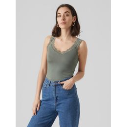 V&eacute;ro Moda Spitzentop VERO MODA "VMROSA SL TOP JRS NOOS", Damen, Gr. XS, gr&uuml;n (laurel wreath), Jersey, Obermaterial: 95% Viskose, 5% Elasthan, unifarben, figurbetont normal, V-Ausschnitt, Tops Spitzentop, Viskosemischung