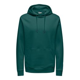 Only & Sons Kapuzensweatshirt ONLY & SONS "ONSCERES HOODIE SWEAT NOOS", Herren, Gr. L, mallard gr&uuml;n, angeraute Sweatware, Obermaterial: 57% Baumwolle, 43% Polyester, unifarben, regular fit normal, Rundhals, Rippb&uuml;ndchen, Sweatshirts, Baumwollmischung, regular fit