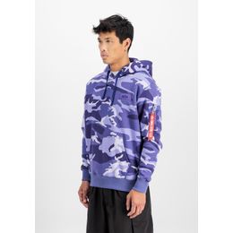 Hoodie Alpha Industries "Backprint Hoodie Camo", Herren, Gr. M, night lila camo, Obermaterial: 80% Baumwolle, 20% Polyester, regular fit, Sweatshirts Hoodie