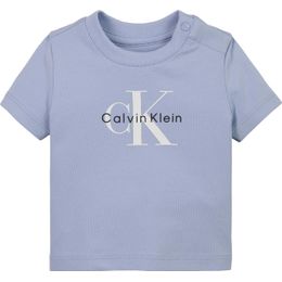 T-Shirt Calvin Klein Jeans "MONOGRAM SS T-SHIRT", M&auml;dchen, Gr. 86, dusky cornflower, Jersey, Obermaterial: 93% Baumwolle, 7% Elasthan, unifarben, regular fit h&uuml;ftlang, Rundhals, eingesetzt abgesteppte Kante, Shirts T-Shirt, f&uuml;r Babys bis 2 Jahre, Logo-Druck