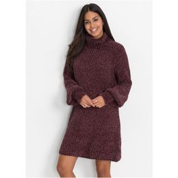 Strickkleid bonprix "Chenille Strickkleid aus recyceltem Polyester", Damen, Gr. 40/42 (M), N-Gr, lila (aubergine), Obermaterial: 100% Polyester, slim fit, Kleider Strickkleid, Chenille Strickkleid aus recyceltem Polyester