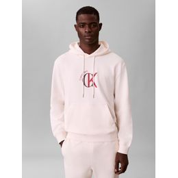 Herren Kapuzensweatshirtwei&szlig; greige, Gr. M, Calvin Klein Jeans, unifarben, Sweatware, Obermaterial: 100% Baumwolle, Sweatshirts, Regular fit mit