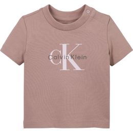 T-Shirt Calvin Klein Jeans "MONOGRAM SS T-SHIRT", M&auml;dchen, Gr. 80, noble rose, Jersey, Obermaterial: 93% Baumwolle, 7% Elasthan, unifarben, regular fit h&uuml;ftlang, Rundhals, eingesetzt abgesteppte Kante, Shirts T-Shirt, f&uuml;r Babys bis 2 Jahre, Logo-Druck