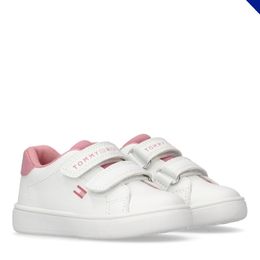 Sneaker Tommy Hilfiger, M&auml;dchen, Gr. 28, rosa (wei&szlig;, rosa), Synthetik, Schuhe Sneaker, Klettschuh, Freizeitschuh mit Logoverzierung