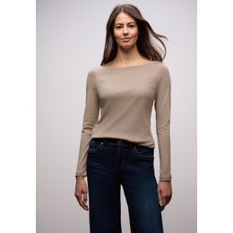 Langarmshirt Street One "Style Lanea", Damen, Gr. 46, light terra mocha, Jersey, Obermaterial: 50% Baumwolle, 50% Modal. Futter: 100% Baumwolle, regular fit normal, U-Boot-Ausschnitt, angesetztes B&uuml;ndchen, Shirts Langarmshirt, mit U-Boot Ausschnitt