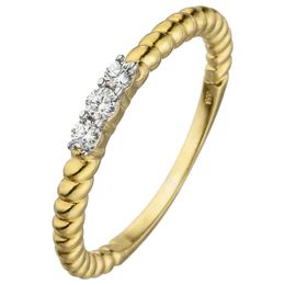 Goldring Jobo "Ring Damenring schmal" Gr. 60, gelbgold 333, Fingerringe, Damen, 60, Gelbgold 333, Goldring, 333 Gold mit 3 Zirkonia