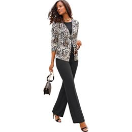 CR&Eacute;ATION L Damen 2-in-1-Shirt mit Raffung an der Schulter ecru-schwarz-bedruckt Gr&ouml;&szlig;e 40