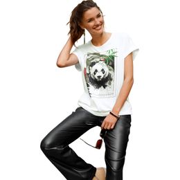 CR&Eacute;ATION L Damen Shirt mit Panda-Motiv wei&szlig;-bedruckt Gr&ouml;&szlig;e 36