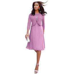 CR&Eacute;ATION L Damen Spitzenkleid mit Mesh-Partien orchidee Gr&ouml;&szlig;e 50
