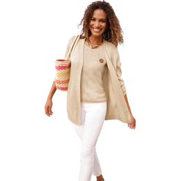 CR&Eacute;ATION L Damen Strickjacke in pflegeleichter Qualit&auml;t sand Gr&ouml;&szlig;e 40