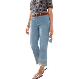 CR&Eacute;ATION L Damen 7/8-Jeans mit Kontrast-Stickerei blue-bleached Gr&ouml;&szlig;e 36