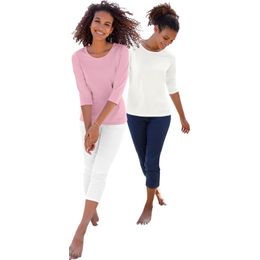 CR&Eacute;ATION L Damen 3/4-Arm-Shirt im 2er-Pack ros&eacute; + ecru Gr&ouml;&szlig;e 46