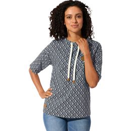 CR&Eacute;ATION L Damen Sweatshirt im Druckmuster eisblau-schwarz-gemustert Gr&ouml;&szlig;e 42