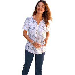 CR&Eacute;ATION L Damen Druckbluse aus reiner Viskose ecru-marine-bedruckt Gr&ouml;&szlig;e 40