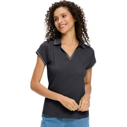 Heine Damen Poloshirt mit Ripp-Struktur schwarz Gr&ouml;&szlig;e 40