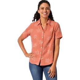 CR&Eacute;ATION L Damen Baumwollbluse mit Palmen-Print papaya-ecru Gr&ouml;&szlig;e 40