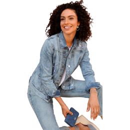 CR&Eacute;ATION L Damen Jeansjacke mit Umlegekragen blue-bleached Gr&ouml;&szlig;e 40