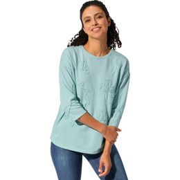 CR&Eacute;ATION L Damen Sweatshirt mit floraler Kurbelstickerei mint Gr&ouml;&szlig;e 40