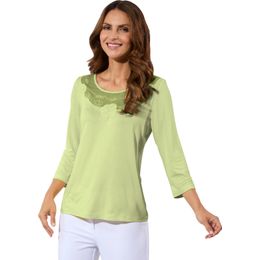 CR&Eacute;ATION L Damen 3/4-Arm-Shirt mit transparenten Eins&auml;tzen pistazie Gr&ouml;&szlig;e 38
