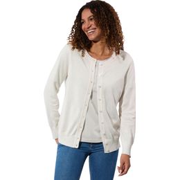 CR&Eacute;ATION L Damen Cardigan mit Rippabschl&uuml;ssen ecru Gr&ouml;&szlig;e 38
