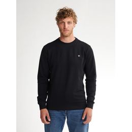 Sweatshirt PETROL INDUSTRIES, Herren, Gr. 3XL, schwarz, Sweatware, Obermaterial: 95% Baumwolle, 5% Elasthan, unifarben, regular fit taillenbedeckt, Rundhals, Rippb&uuml;ndchen, Sweatshirts Sweatshirt, mit Logo Stickerei
