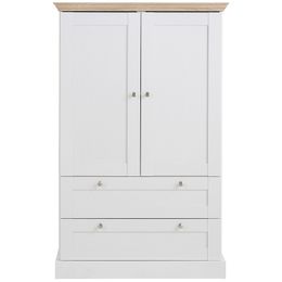 Dreht&uuml;renschrank OTTO HOME "Binz, W&auml;scheschrank, Mehrzweckschrank, skandinavischer Landhausstil", wei&szlig; (wei&szlig;, eichefarben), B:84cm H:130cm T:35cm, FSC-zertifizierter Holzwerkstoff, MDF, Spanplatte, Schr&auml;nke, Dreht&uuml;renschrank, viele Stauraumm&ouml;glichkeiten, Metallgriffe, T&uuml;ren mit Rahmen/ Kassetten