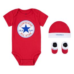 Erstausstattungspaket Converse "CLASSIC CTP INFANT HAT BODYSUIT BOO", M&auml;dchen, Gr. 56/68 (6), rot (Converse rot), Single Jersey, Obermaterial: 70% Baumwolle, 30% Polyester, unifarben, KOB Set-Artikel Erstausstattungspaket