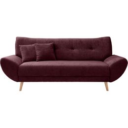 3-Sitzer Home Affaire "Basta", bordeaux, B:205cm H:82cm T:87cm, 100% Polyester, Sofas