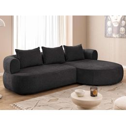 Ecksofa Home Affaire "LUSSAC L-Form Design-Sofa mit Zierkissen, Ma&szlig;e B/T/H: 257/159/78 cm", schwarz, B:257cm H:78cm T:159cm, 100% Polyester, Sofas, Ecksofa, hoher Sitzkomfort und modernes Design, Sofa ohne Bettfunktion