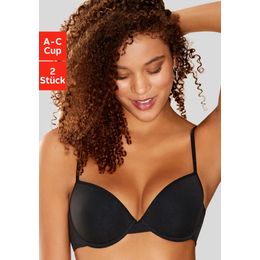 Schalen-BH Petite Fleur, Damen, Gr. 85, Cup B, schwarz (schwarz, wei&szlig;), Jersey, Obermaterial: 93% Baumwolle, 7% Elasthan, Basic, BHs BH B&uuml;gel-BH T-Shirt-BH Schalen-BH, mit B&uuml;gel, aus Baumwolle