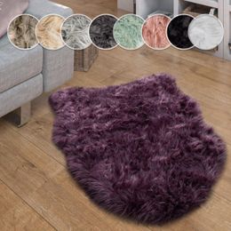Fellteppich Paco Home "Playa 960", lila, B:80cm H:64mm L:120cm, Polyester, Teppiche, Fellteppich, Kunstfell, Flokati-Optik, Hochflor, weich und flauschig, Uni-Farben