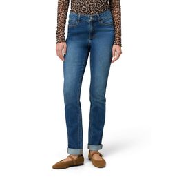 Slim-fit-Jeans Zero "Damen Straight Fit 32 Inch", Damen, Gr. 44, Normalgr&ouml;&szlig;en, middle blau denim, Denim/Jeans, Obermaterial: 98% Baumwolle, 2% Elasthan, unifarben, figurbetont, Jeans Slim-fit-Jeans