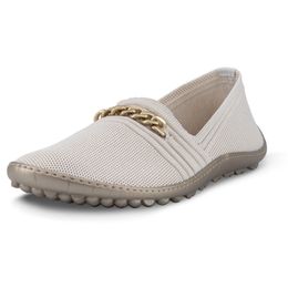 Leguano Damen Barfu&szlig;schuh "LADY FAMOUS", Gr. 38creme, Textil, Schuhe, Flats, Ballerina, Bequemschuh mit goldfarbener Zierkette