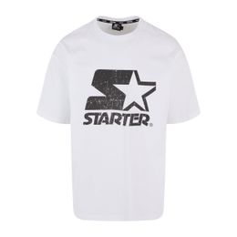 T-Shirt STARTER Black Label "Starter Black Label Starter Logo Oversize Acid Tee", Damen, Gr. M, wei&szlig;, 100% Baumwolle, bedruckt, oversize, Rundhals, Shirts T-Shirt