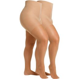 Feinstrumpfhose Camano "fine curvy", Damen, Gr. 52/54, beige (sandfarben), Obermaterial: 82% Polyamid, 18% Elasthan, unifarben, elastisch, Strumpfhosen Feinstrumpfhose, Curvy-Tights, matt, extra breiter Bund
