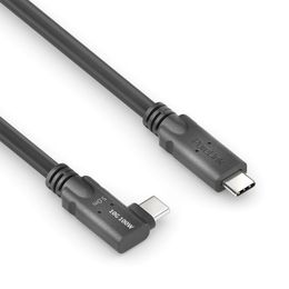 PureLink USB-C auf USB-C 90&deg; Links/Rechts-Kabel - USB 3.2 Gen 1x2, 5A, SPR 100W, 10G, DP Alt-Mode - PureInstall MicroX4 - schwarz - 5,00m