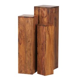 Wohnling WL1.566 Beistelltisch (3er Set) Massiv-Holz Sheesham 24 cm x 24 cm x 85 cm