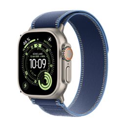 Apple Watch Ultra 3 Titan Natur (GPS + Cellular) 49mm (Trail Armband Blau/Hellblau) S/M