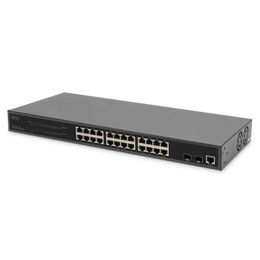 Digitus 24-Port Gigabit PoE Netzwerkswitch,19 Zoll, L2 managed, 2 Uplink Ports, SFP, 430 W, af/at