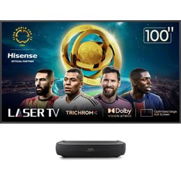 HISENSE 100L9HD Laser TV DLP Trichroma Ultrakurzdistanz Beamer 3.000 Lumen inkl. 254 cm 100 Zoll ALR Tageslichtleinwand