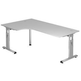 Hammerbacher VOS82/5/S h&ouml;henverstellbarer Schreibtisch 65 - 85 cm grau / silber