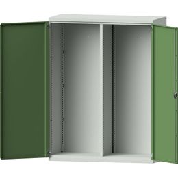 eurokraft pro Schwerlastschrank JUMBO aus Stahlblech, Leerschrank mit Mitteltrennwand, lichtgrau/resedagr&uuml;n