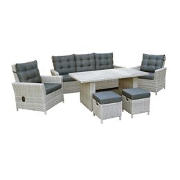 Bellavista Dining-Lounge 'Asti' Rattan grau 6-teilig