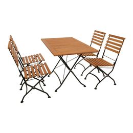 DEGAMO Klappgarnitur HOFGARTEN 5-teilig, Flachstahl schwarz + Eukalyptus, FSC&reg;-zertifiziert