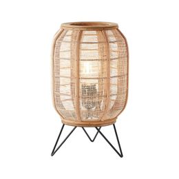 Brilliant Lampe, Tanah Tischleuchte schwarz/natur, 1x A60, E27, 42W, Mit Schnurzwischenschalter