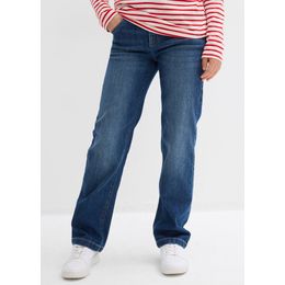 bonprix Straight-Jeans Mid Waist, blau, mit Baumwolle