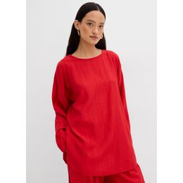 bonprix Oversized Tunikabluse aus strukturiertem Crinkle-Viskose-Mix, rot, Viskose
